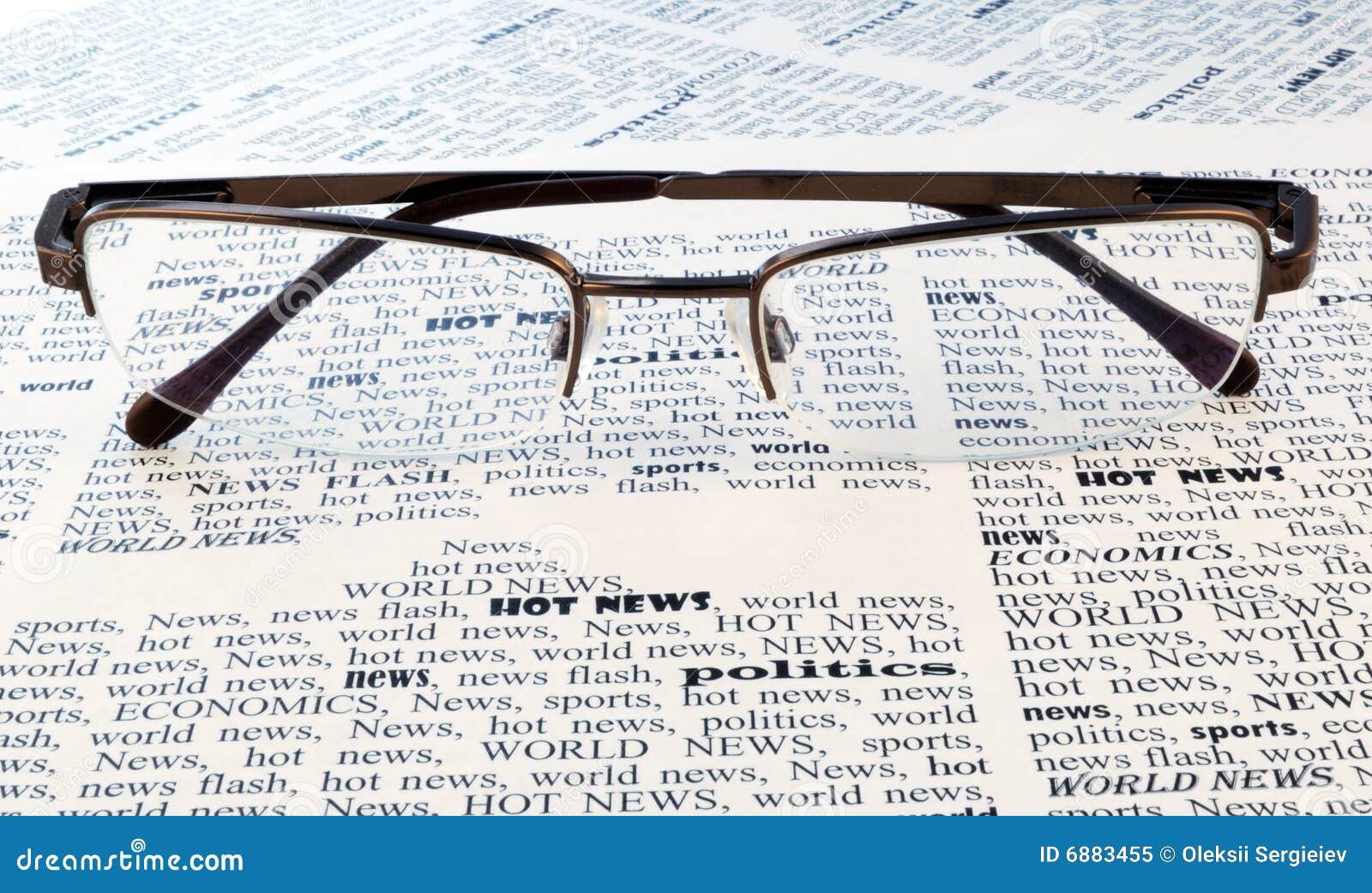 Glasses above a newspaper stock image. Image of media - 6883455