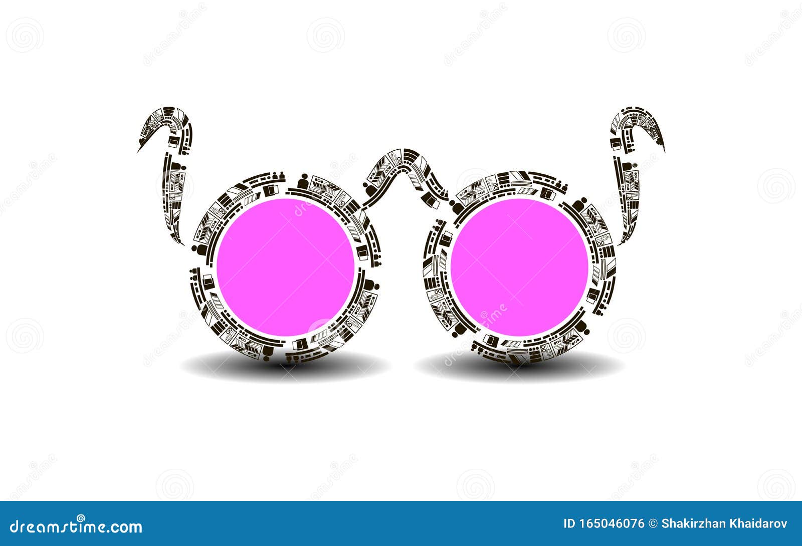 Glasses Abstract Rim Black with a Pattern and Pink Lenses Stock Vector ...