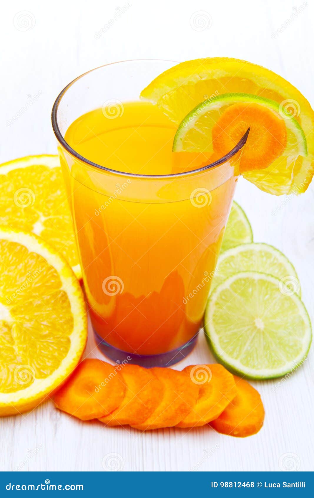Glasses of Ace Juice with Carrot,orange and Lemon Stock Photo - Image ...