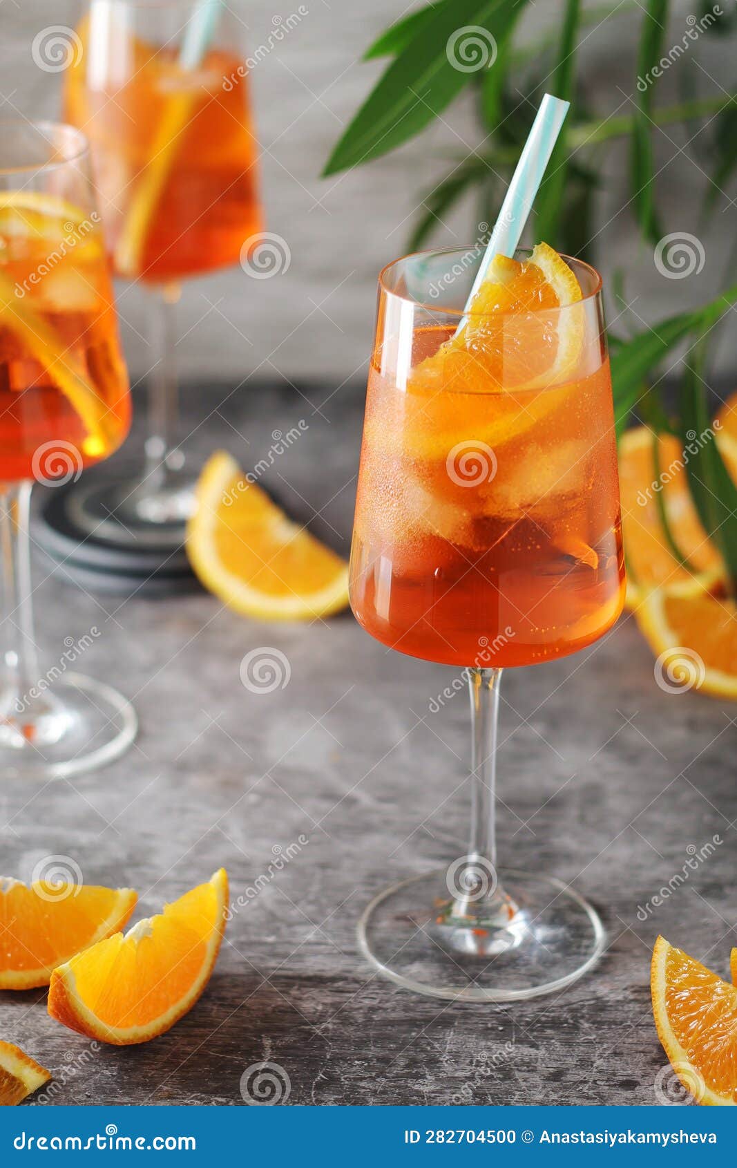 Glasses with Aperol Spritz Cocktail Stock Photo - Image of summer ...