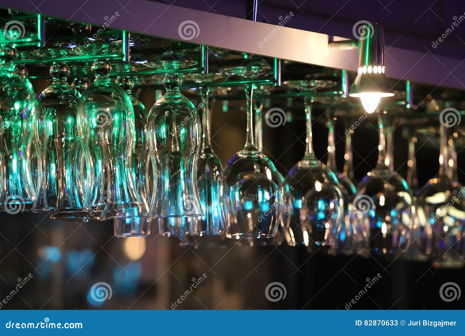 Glasses on an Arm Over Bar Counter Stock Image - Image of copy, holiday ...