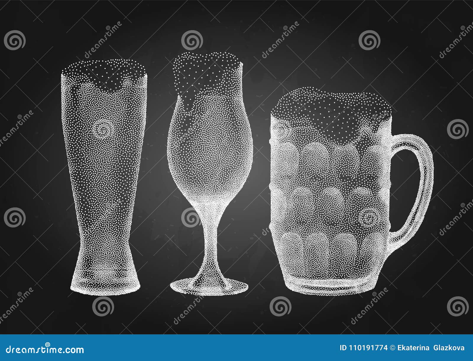 Beer Glasses in Stippling Technique Stock Vector - Illustration of irish, home: 110191774