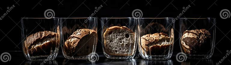 Glasses of Breadon Black Background. Generative AI Stock Illustration ...