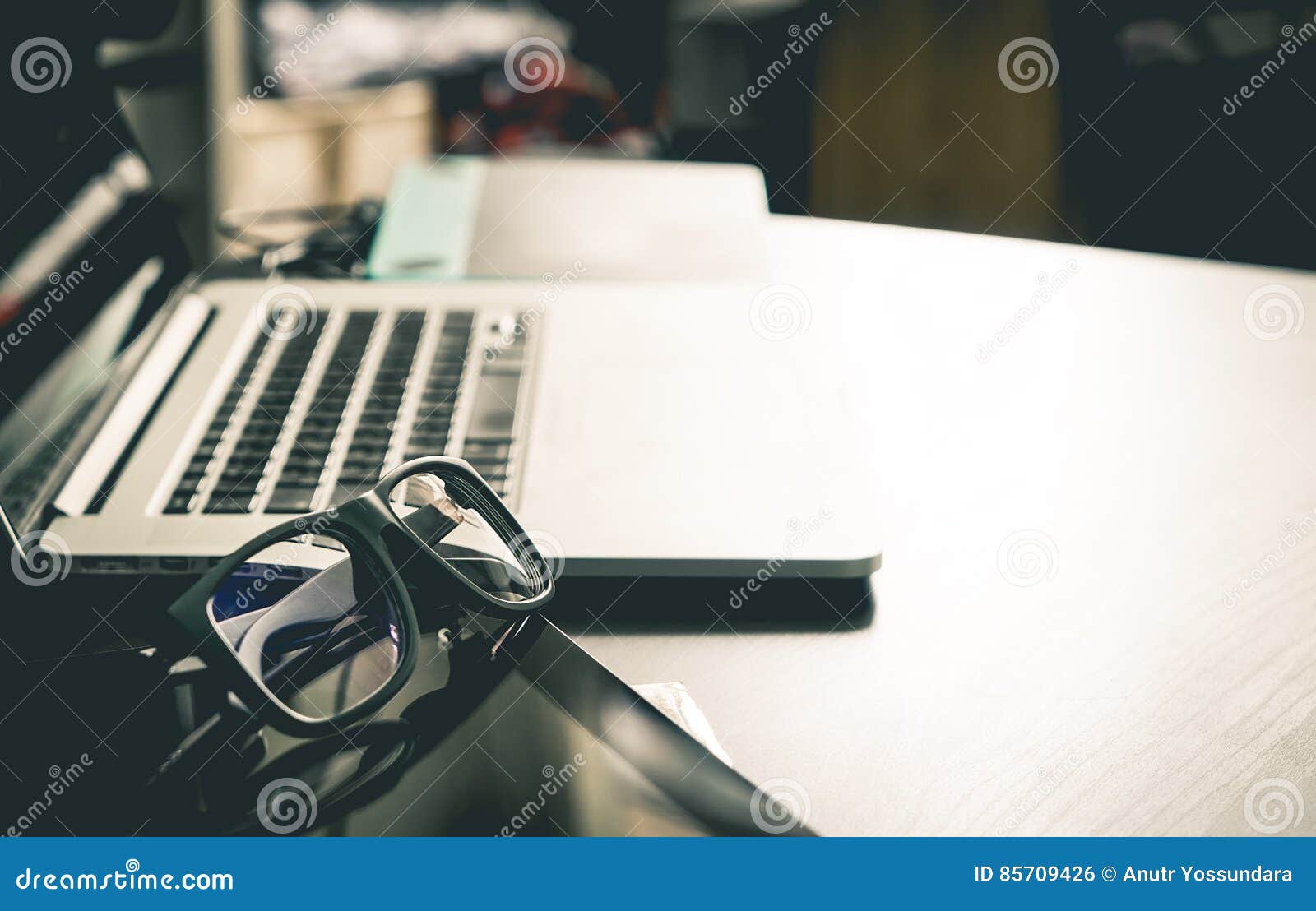 Glasses on Bright Graphic Designer Desk Stock Photo - Image of desk ...