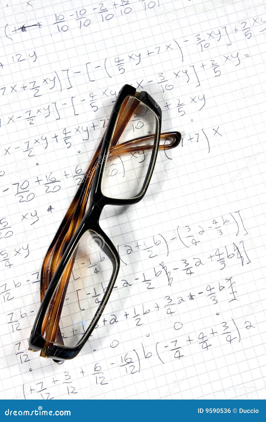 Glasses and calculations stock photo. Image of school - 9590536