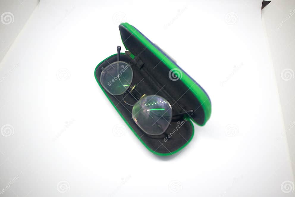 Glasses in Case Isolated White Background Stock Photo - Image of ...
