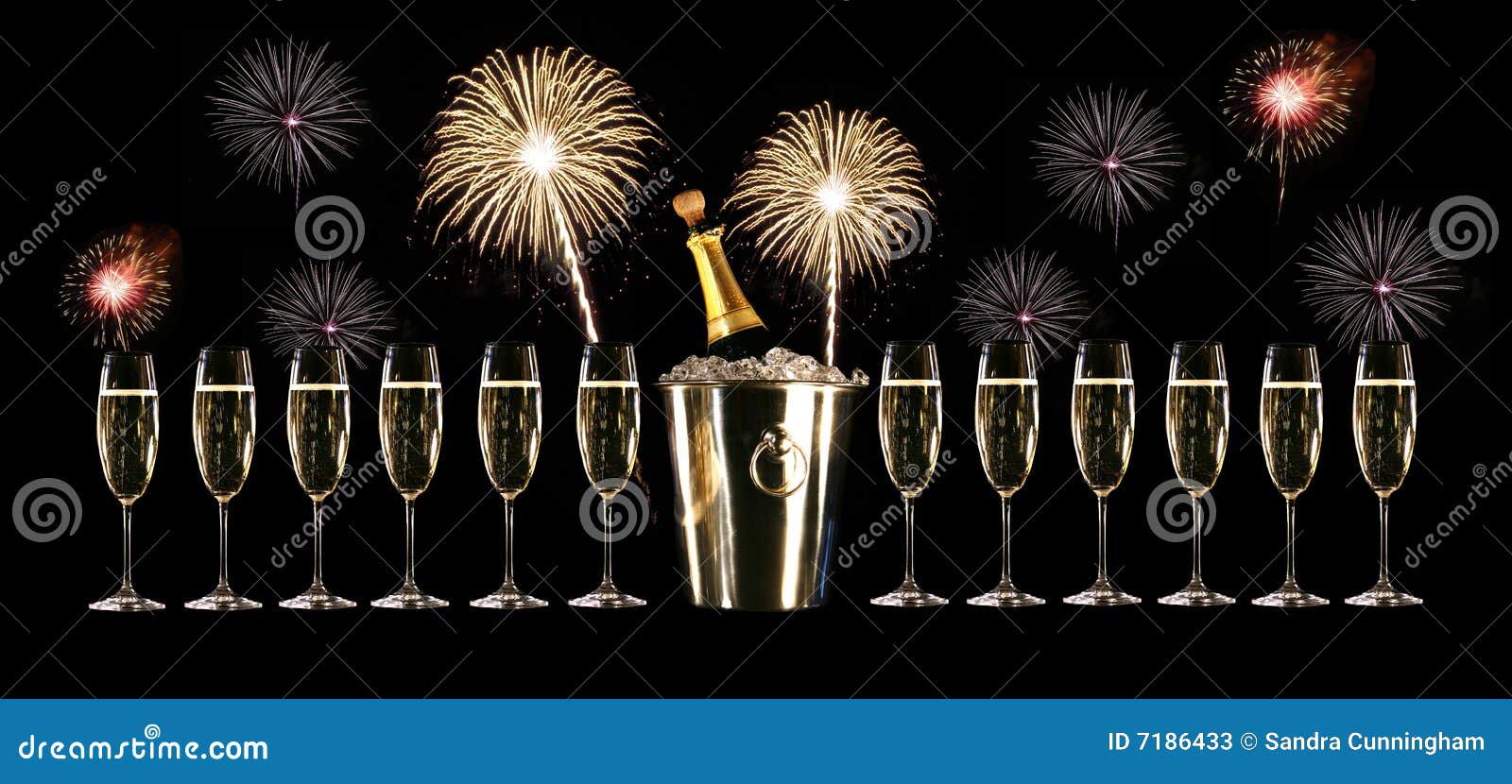 Glasses of Champagne with Fireworks Stock Image - Image of celebrate ...