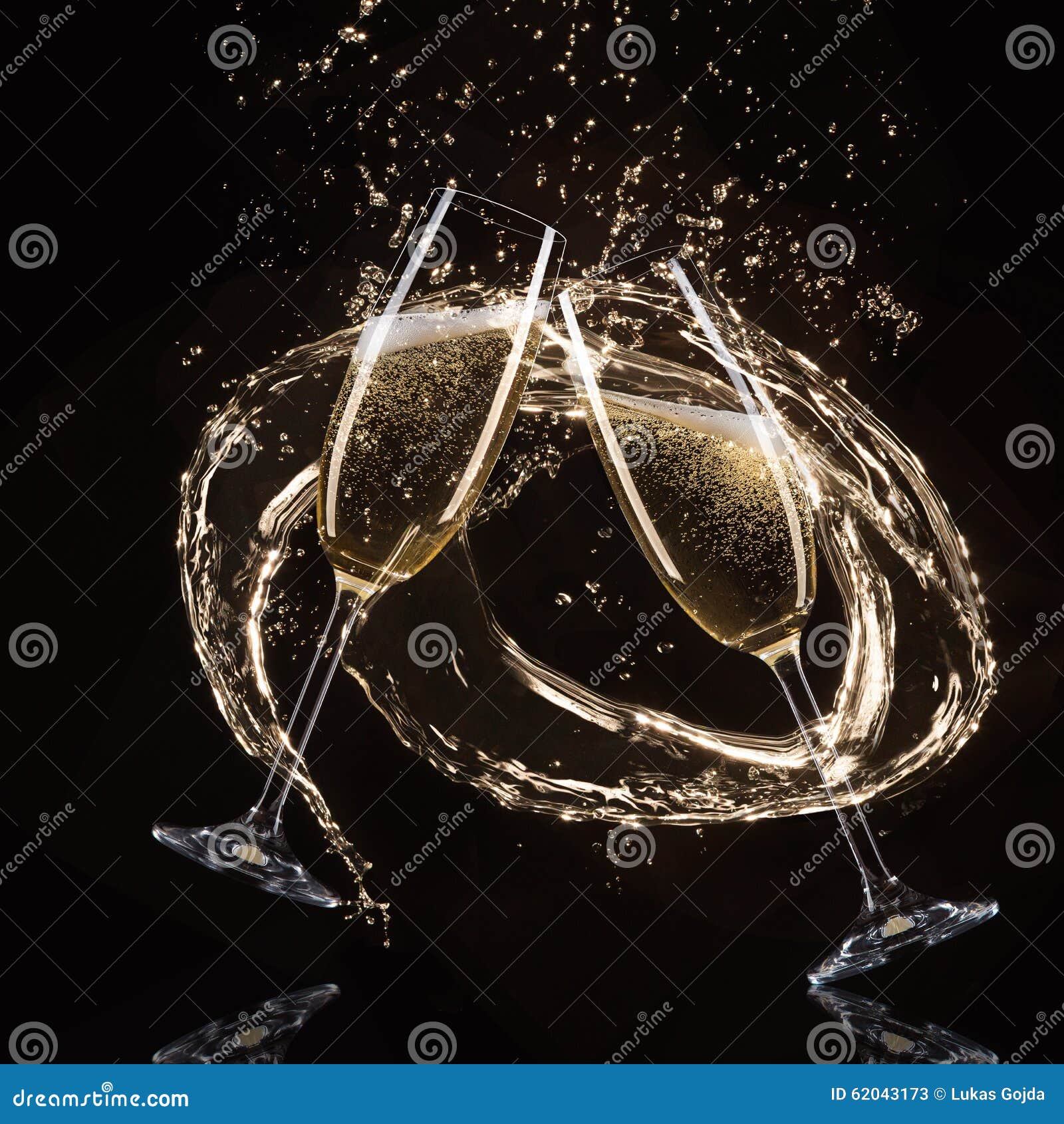 Glasses of Champagne with Splash, Celebration Theme. Stock Image ...