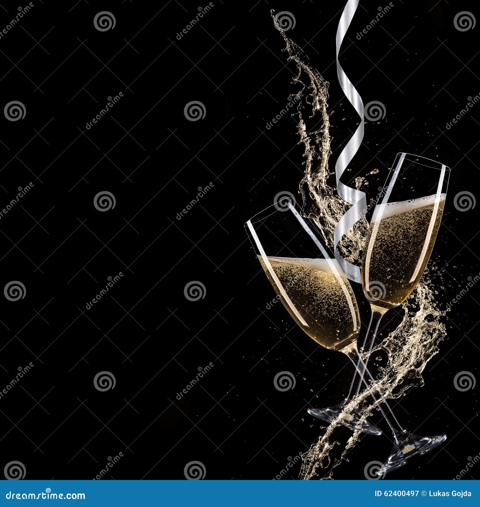 Glasses of Champagne with Splash Stock Image - Image of happy ...