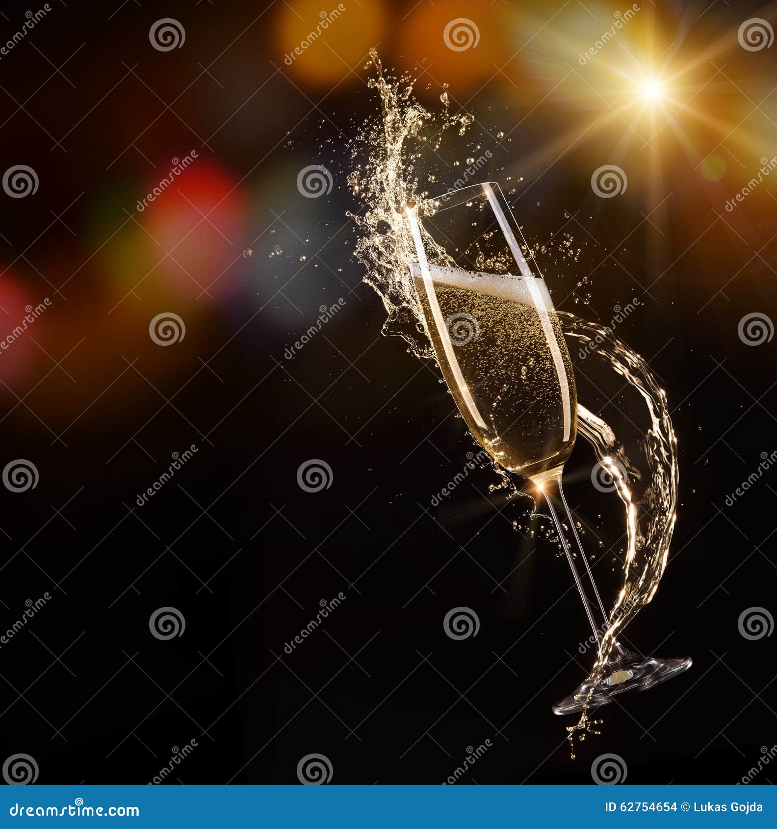 Glasses of Champagne with Splash Stock Photo - Image of liquid ...