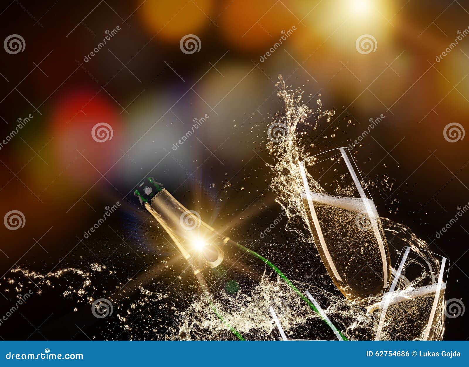 Glasses of Champagne with Splash Stock Photo - Image of luxury, object ...