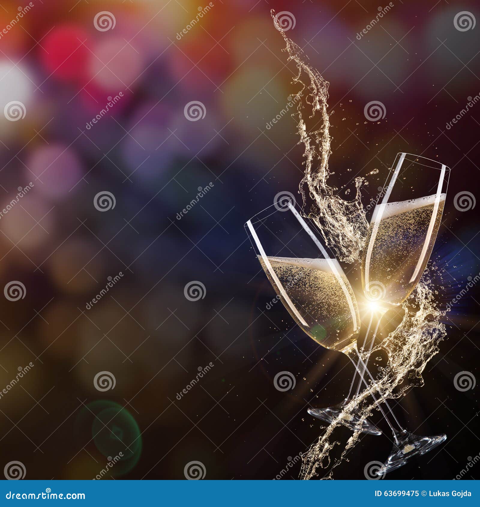 Glasses of Champagne with Splash Stock Image - Image of celebration ...