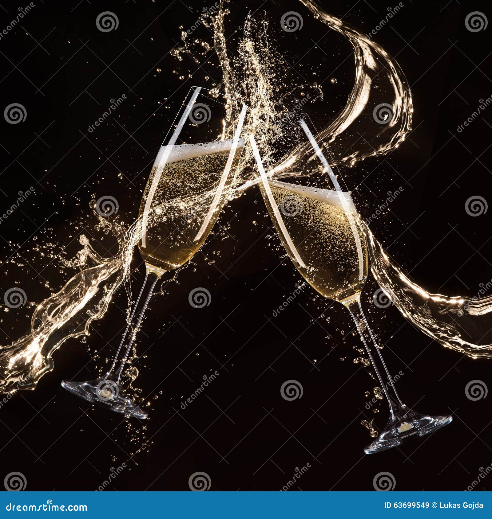 Glasses of Champagne with Splash Stock Image - Image of celebration ...