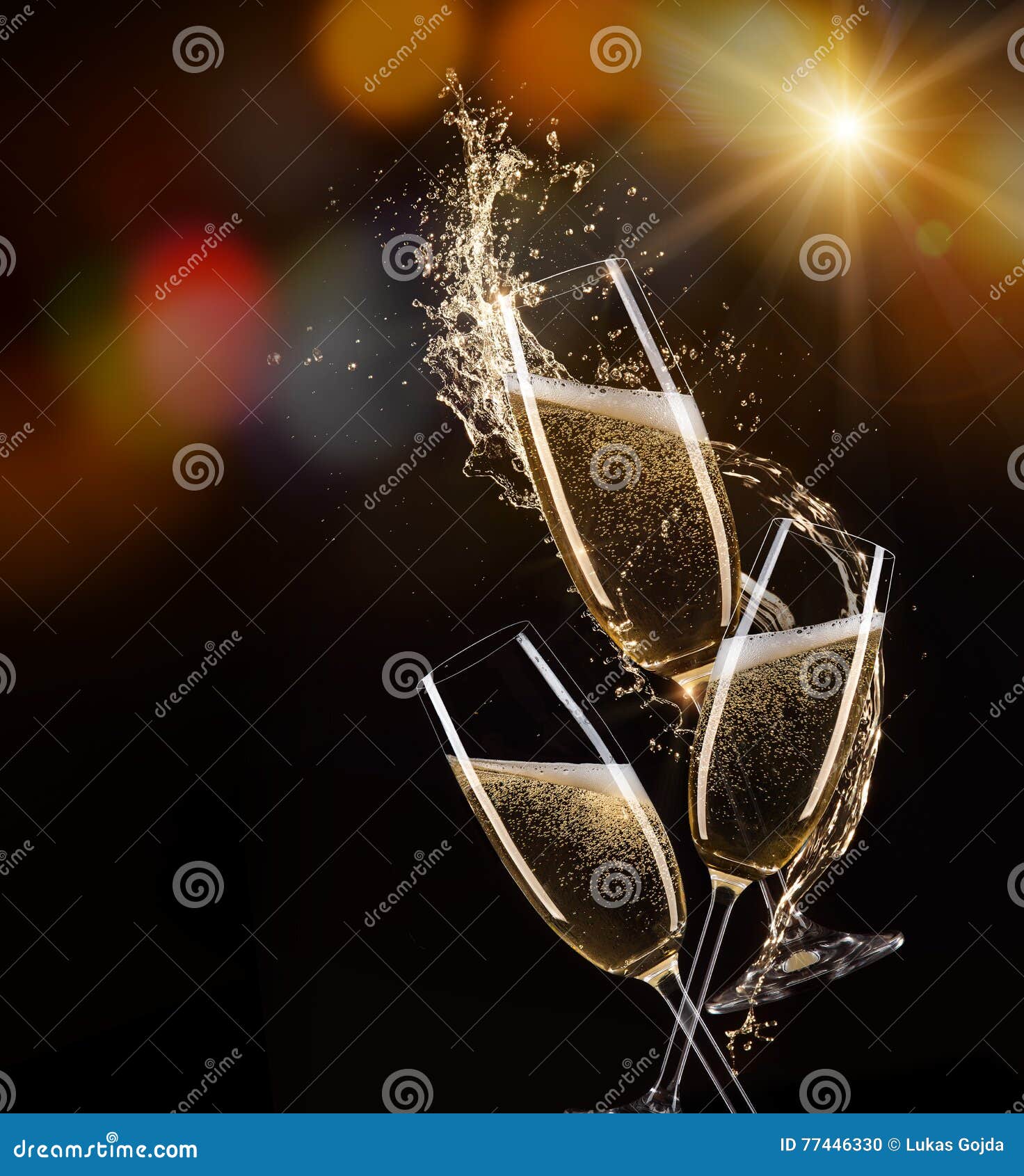 Glasses of Champagne with Splash. Stock Photo - Image of motion, flow ...