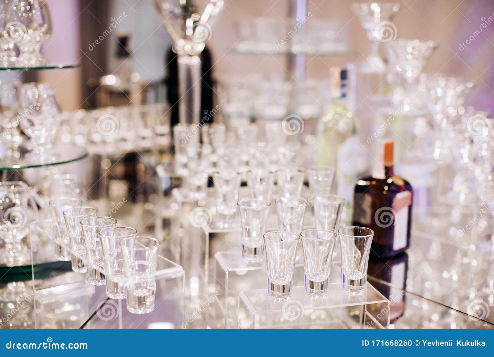 Glasses on a Cocktail Reception at a Wedding Party at a Restaurant ...