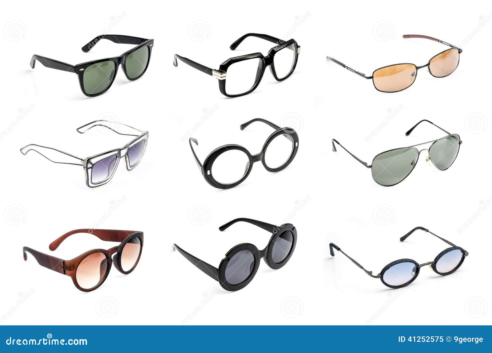 Glasses Collection Isolated on White. Stock Image - Image of elegance ...