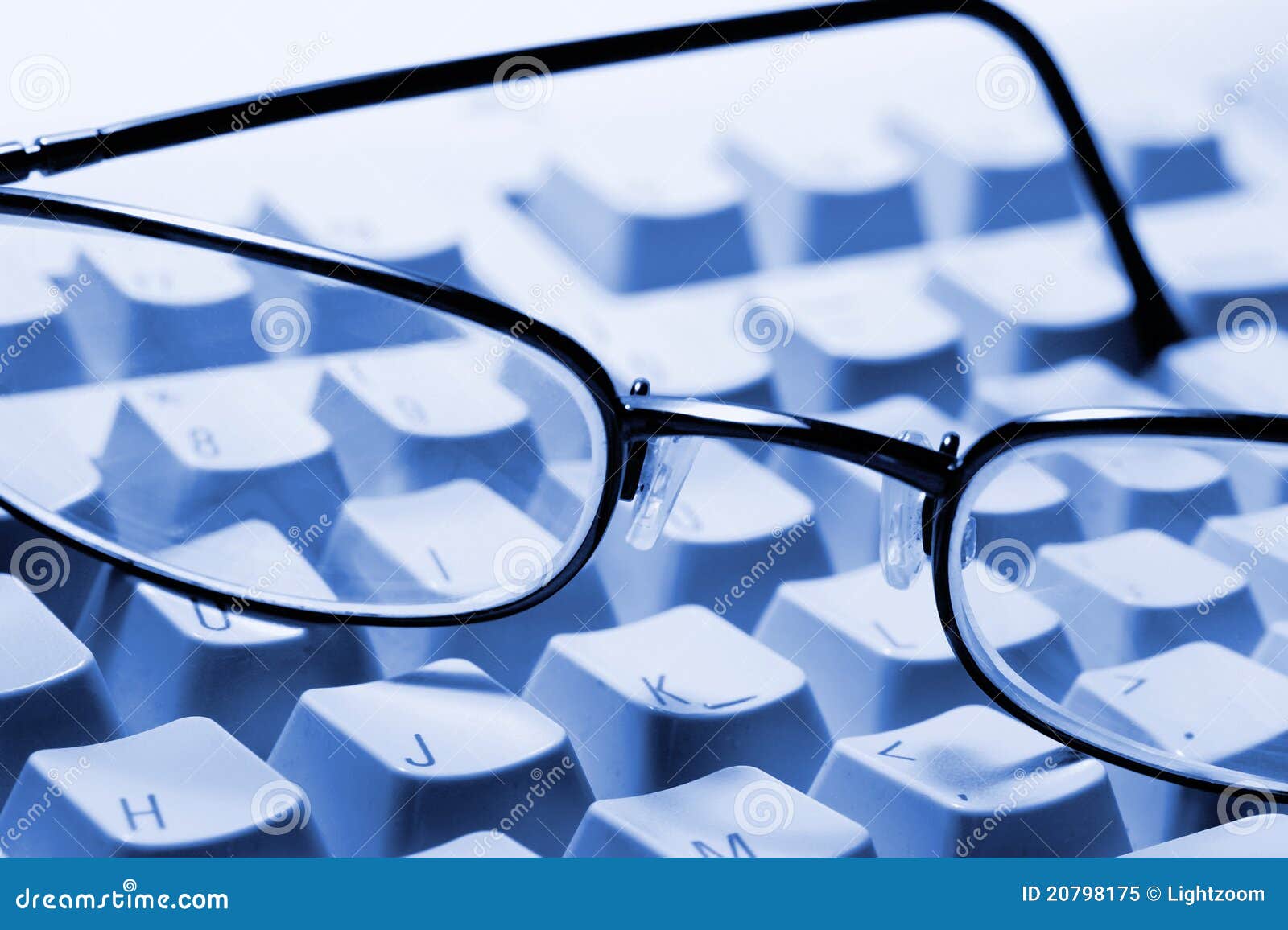 Glasses on Computer Keyboard Stock Image - Image of closeup, connection ...