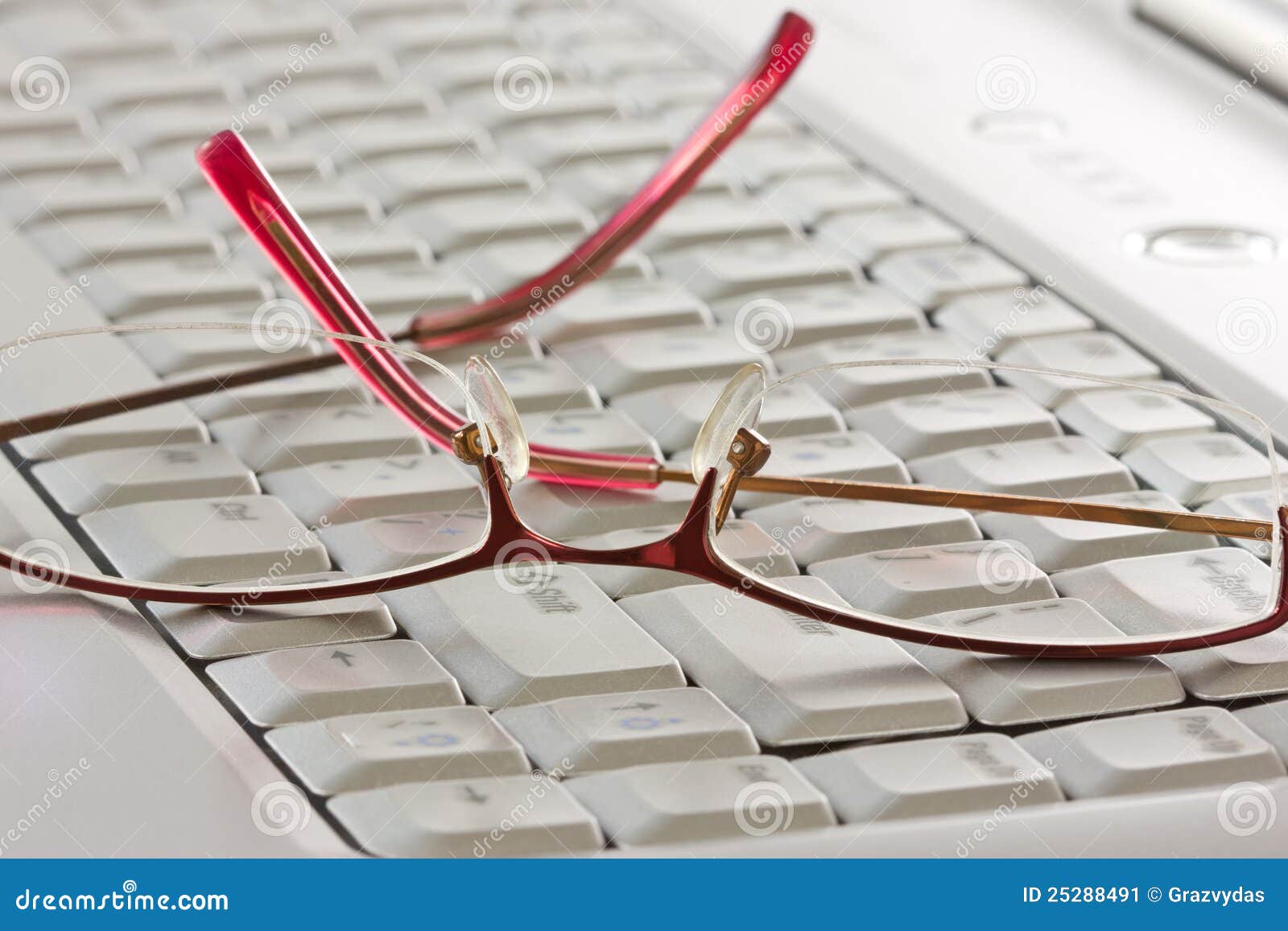 Glasses on the Computer Keyboard Stock Image - Image of laptop, notepad ...