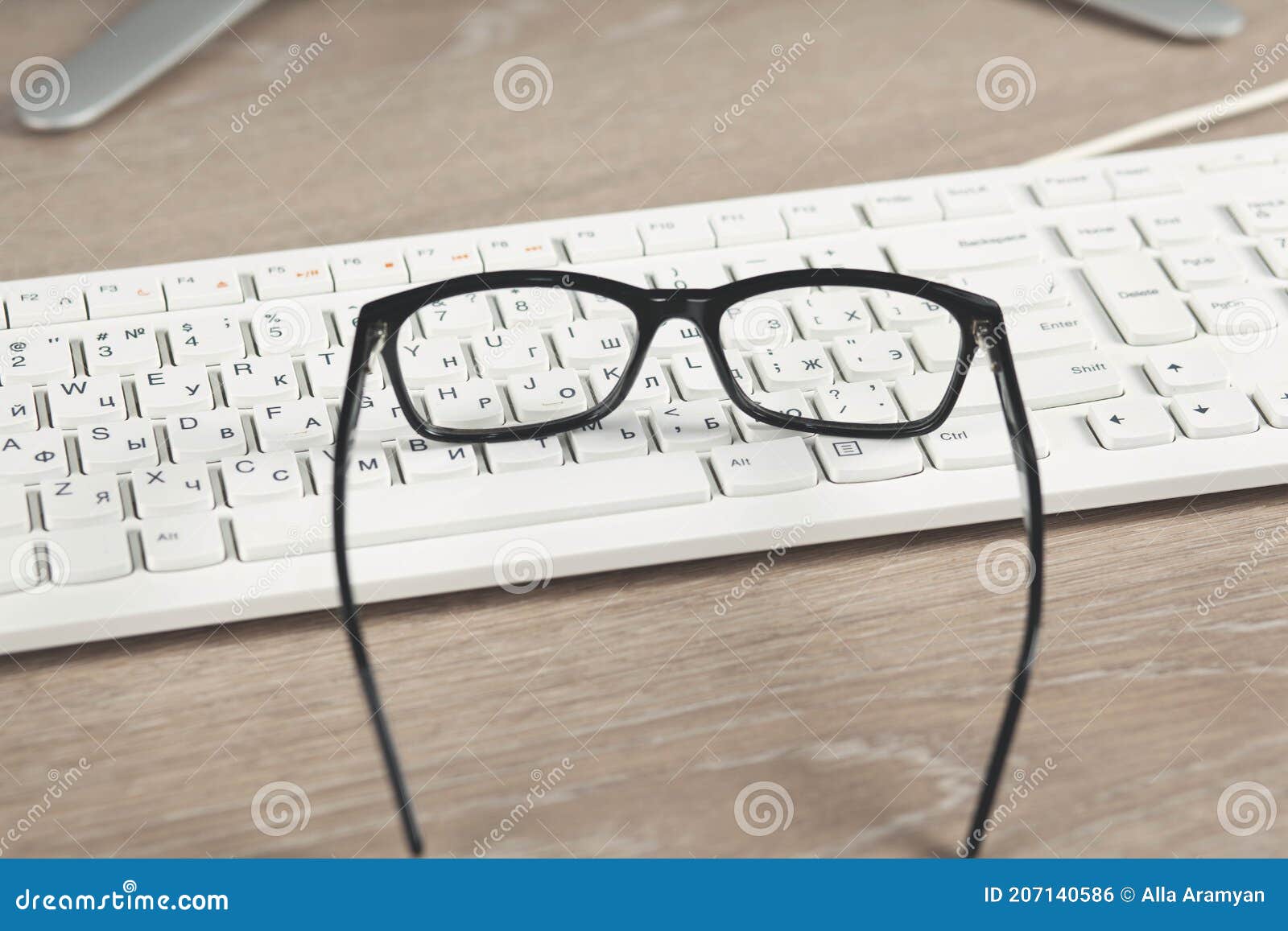 Glasses on the Computer Keyboard Stock Photo - Image of keypad ...