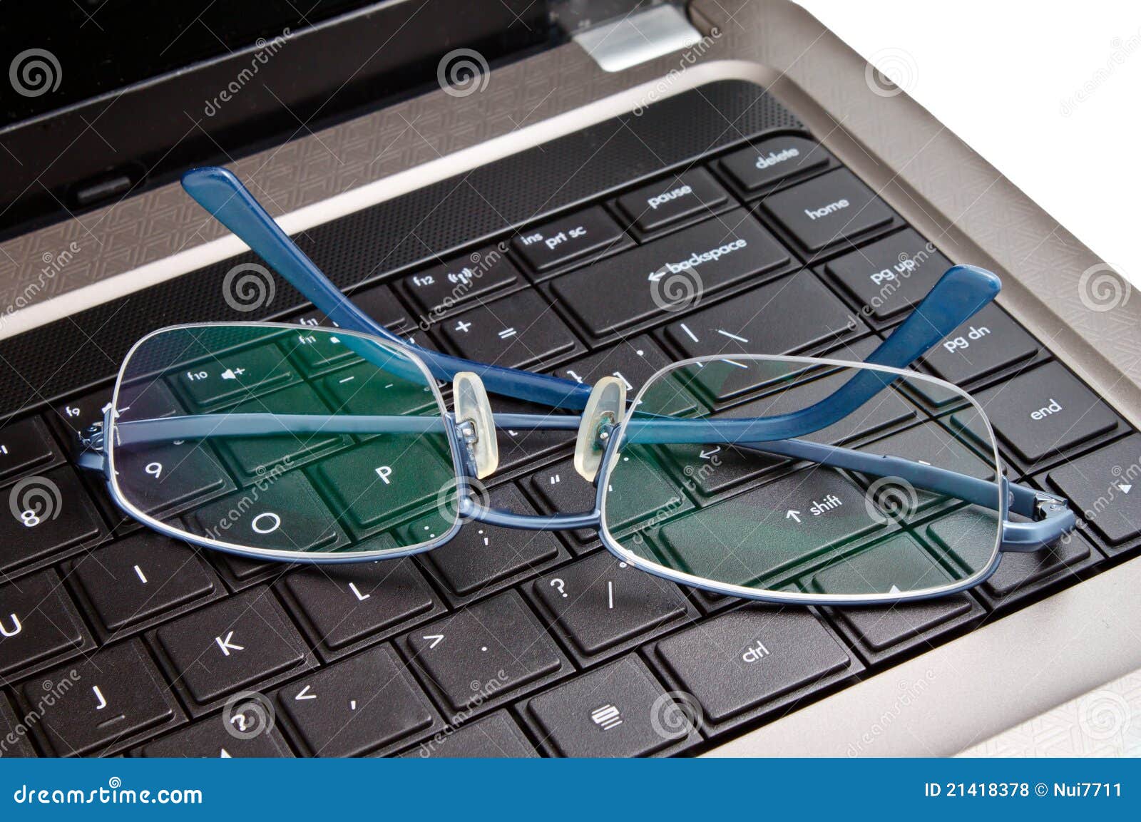 Glasses on Computer S Keyboard Stock Photo - Image of modern, desk ...