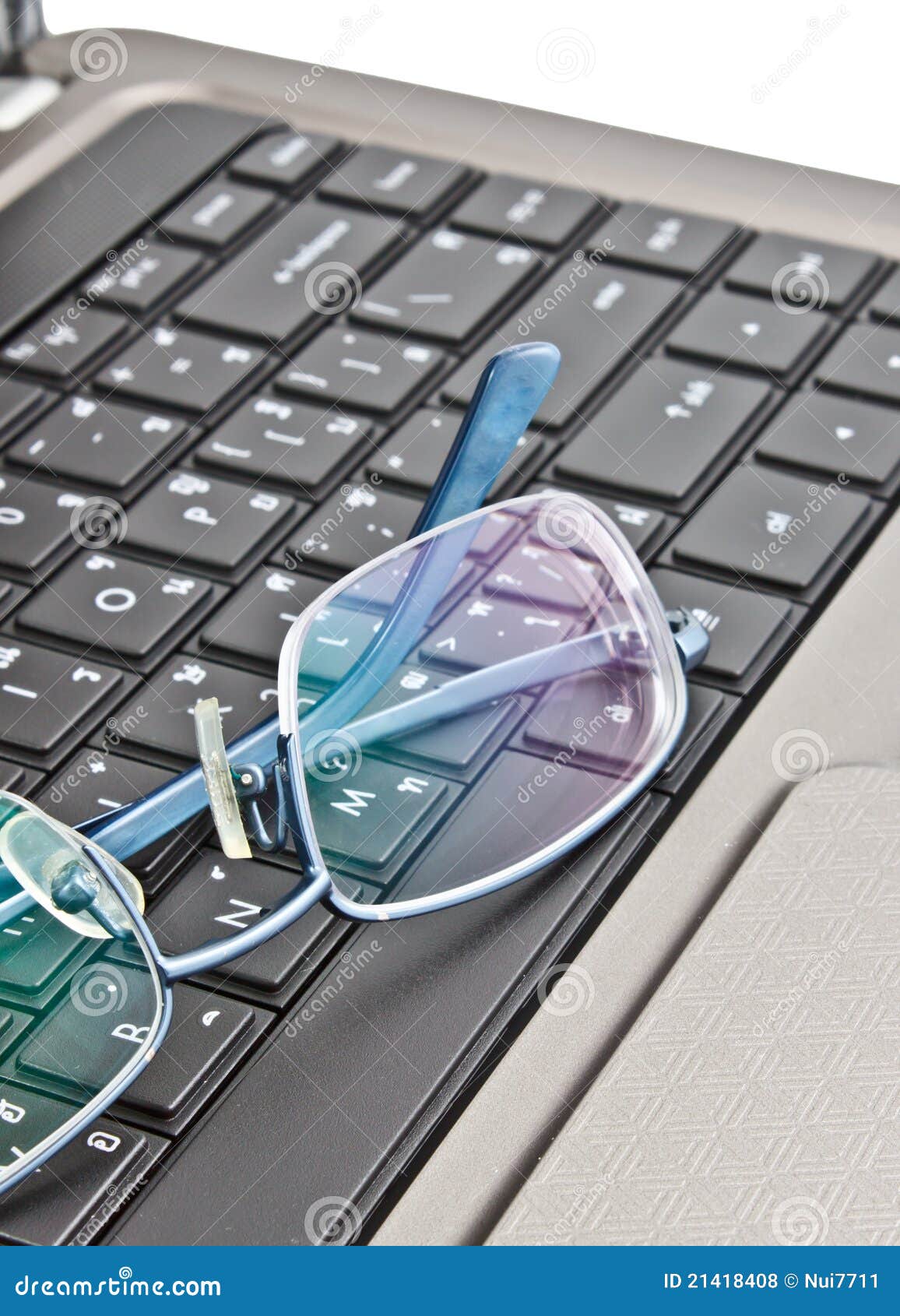 Glasses on Computer S Keyboard Stock Photo - Image of abstract, desk ...