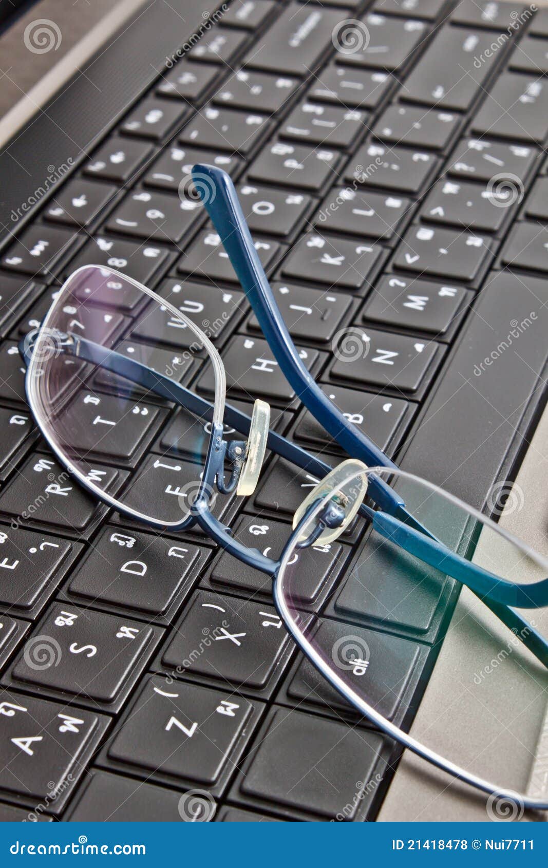 Glasses on Computer S Keyboard Stock Photo - Image of education ...