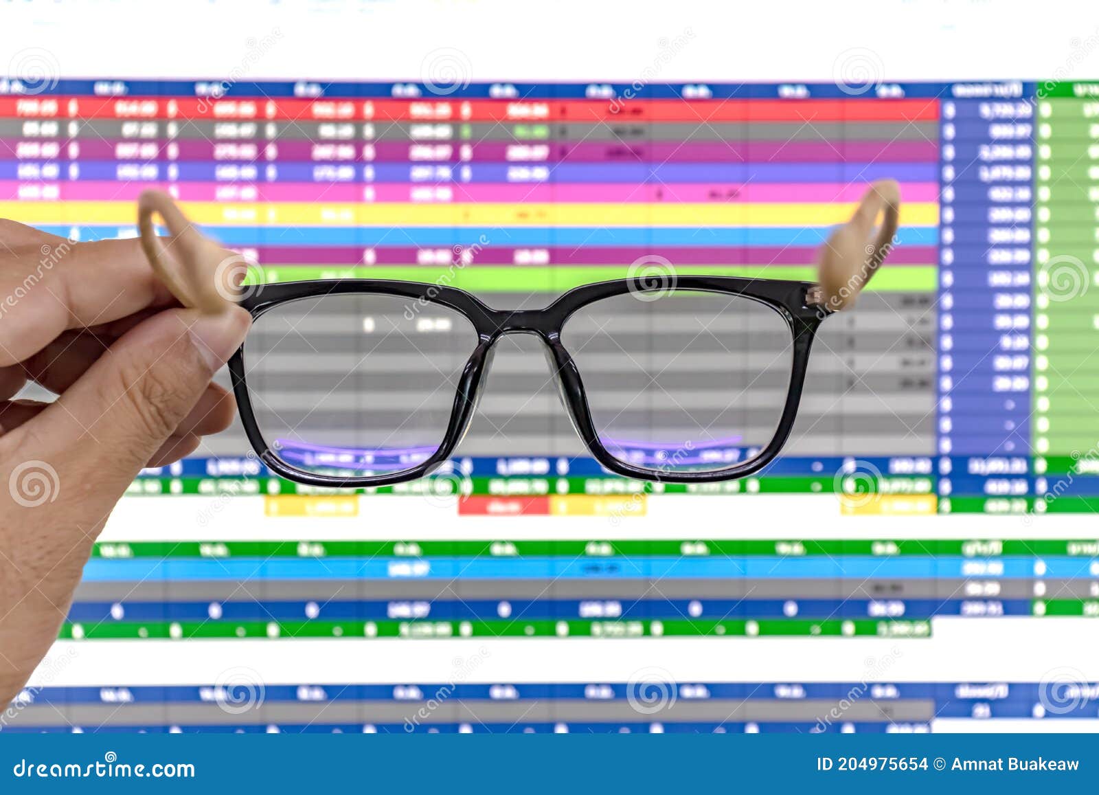 Glasses on Computer Screen, Glasses for Eyesight and Work Hard Concept ...