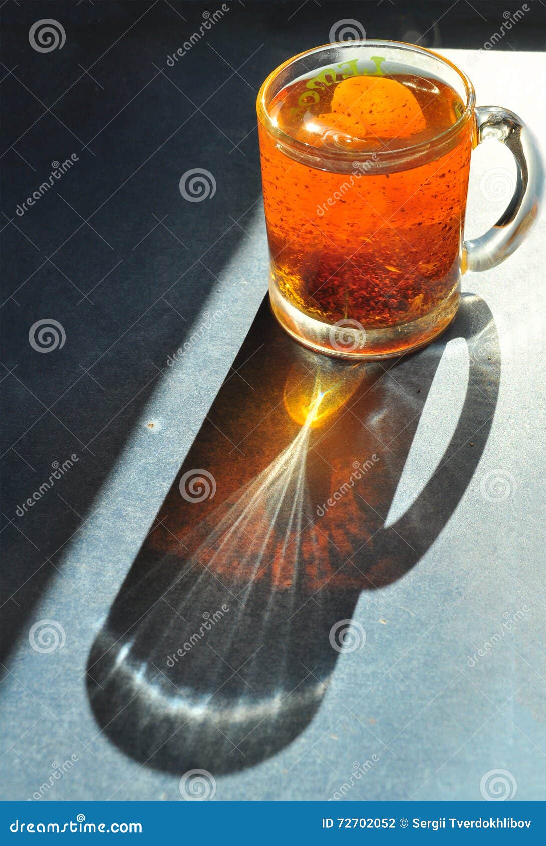 Glasses Cup with Black Tea, Top View. Pattern of Refraction Stock Photo ...