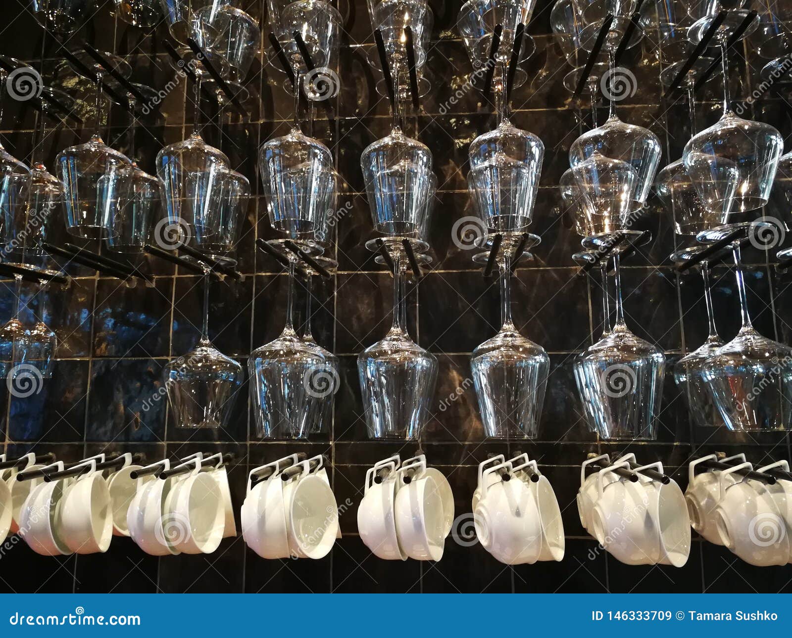 Glasses and Cups in Restaurant Stock Image - Image of crystal, blank ...