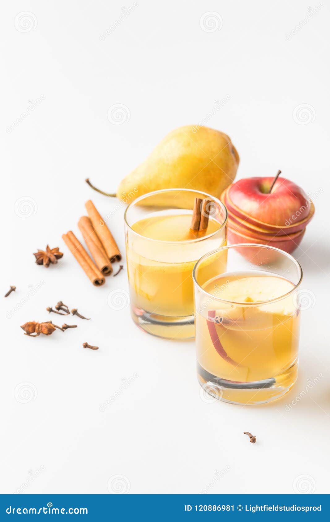 Glasses of Delicious Spiced Cider with Pear Stock Image - Image of ...