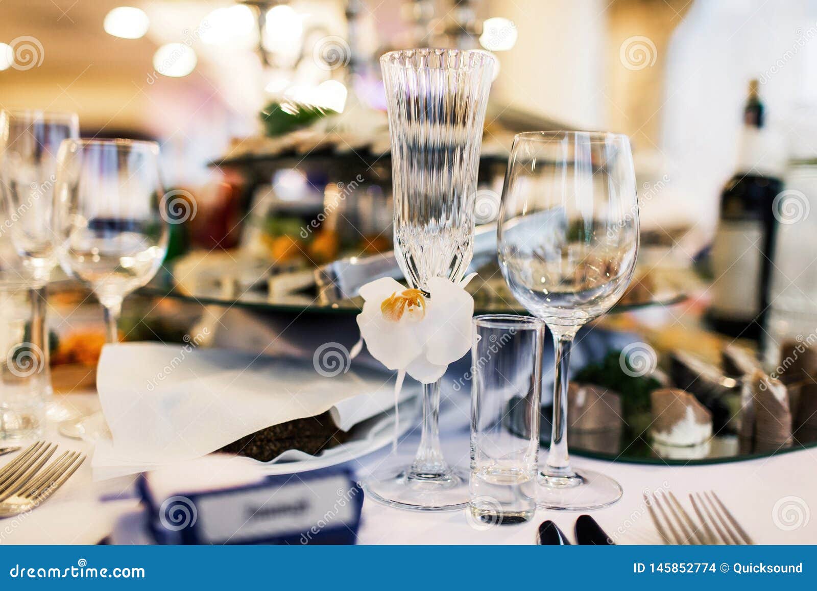Glasses on the Dinner Table Stock Photo - Image of empty, dishware ...