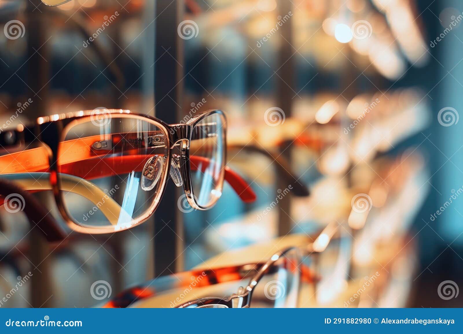 The Glasses are on Display in the Optics Store Stock Illustration ...