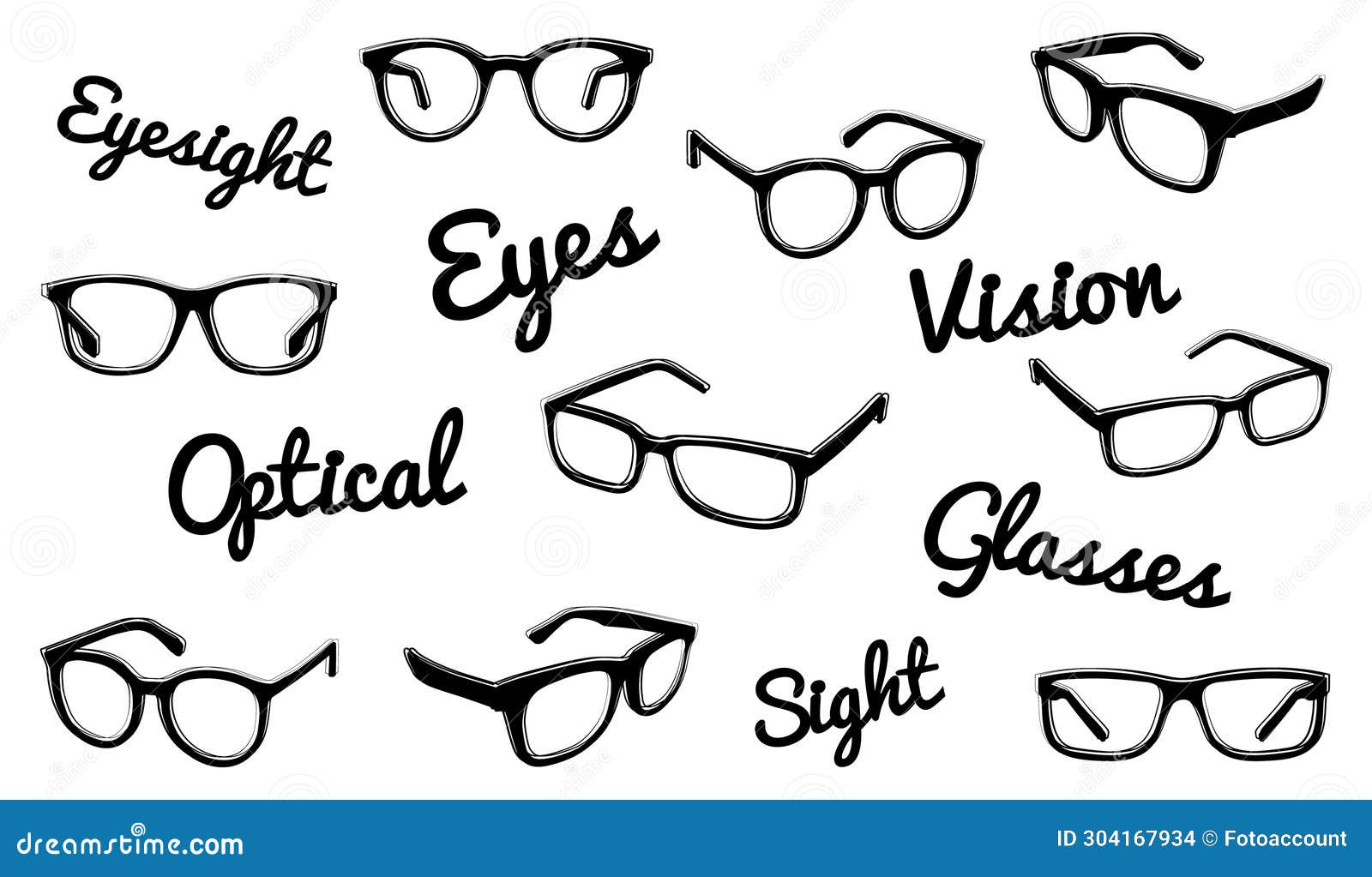 Glasses Doodle Icons Set - Different Vector Illustrations Isolated on ...