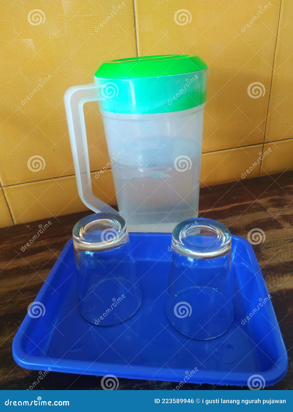 Glasses and Drinking Water at the Dining Table Stock Photo - Image of ...