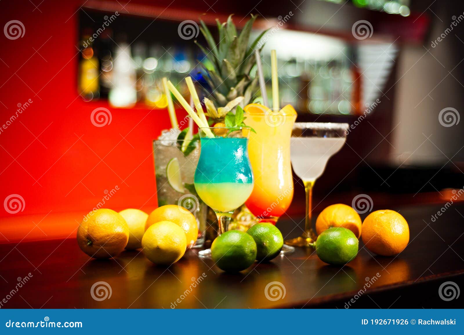 Drinks on table in bar stock photo. Image of grants - 192671926