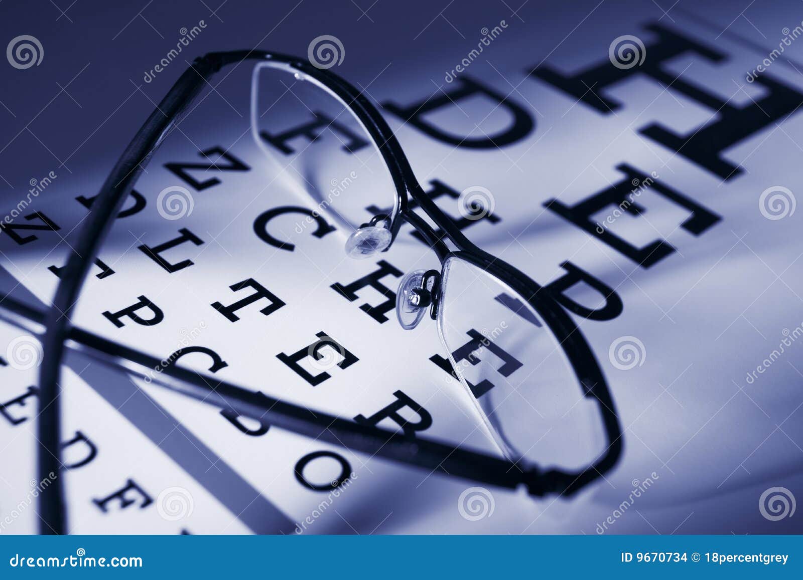 Glasses and Eye Test Chart Differential Focus Stock Photo - Image of ...