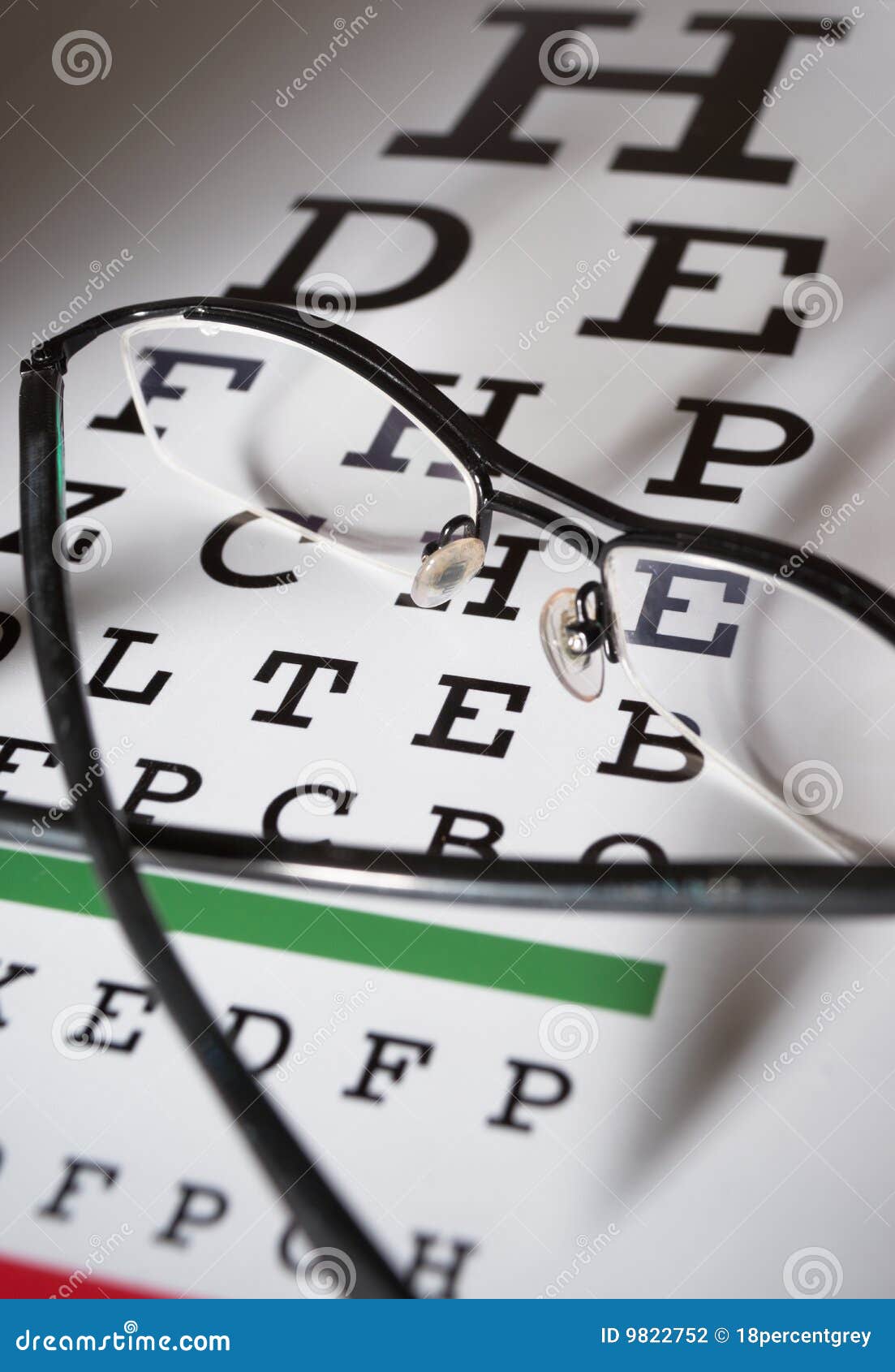 Glasses and Eye Test Chart Differential Focus Stock Photo - Image of ...