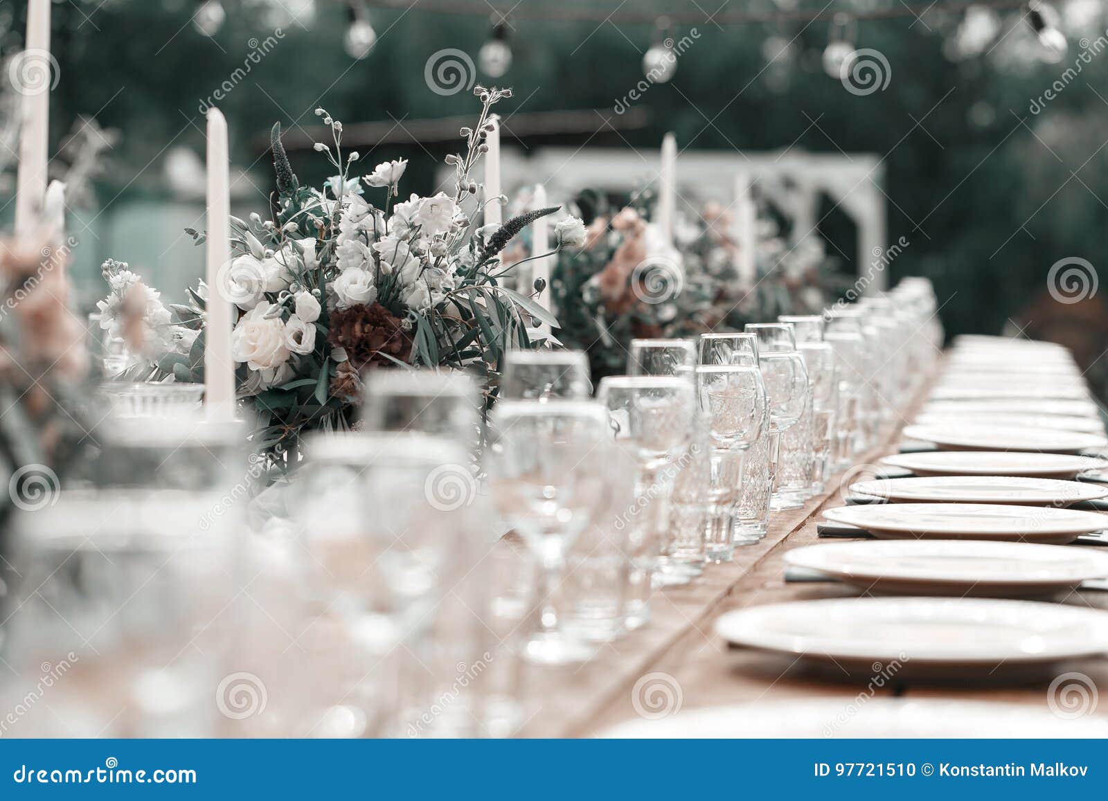Glasses on the Festive Table Setting. Wedding Table Decor Concept ...
