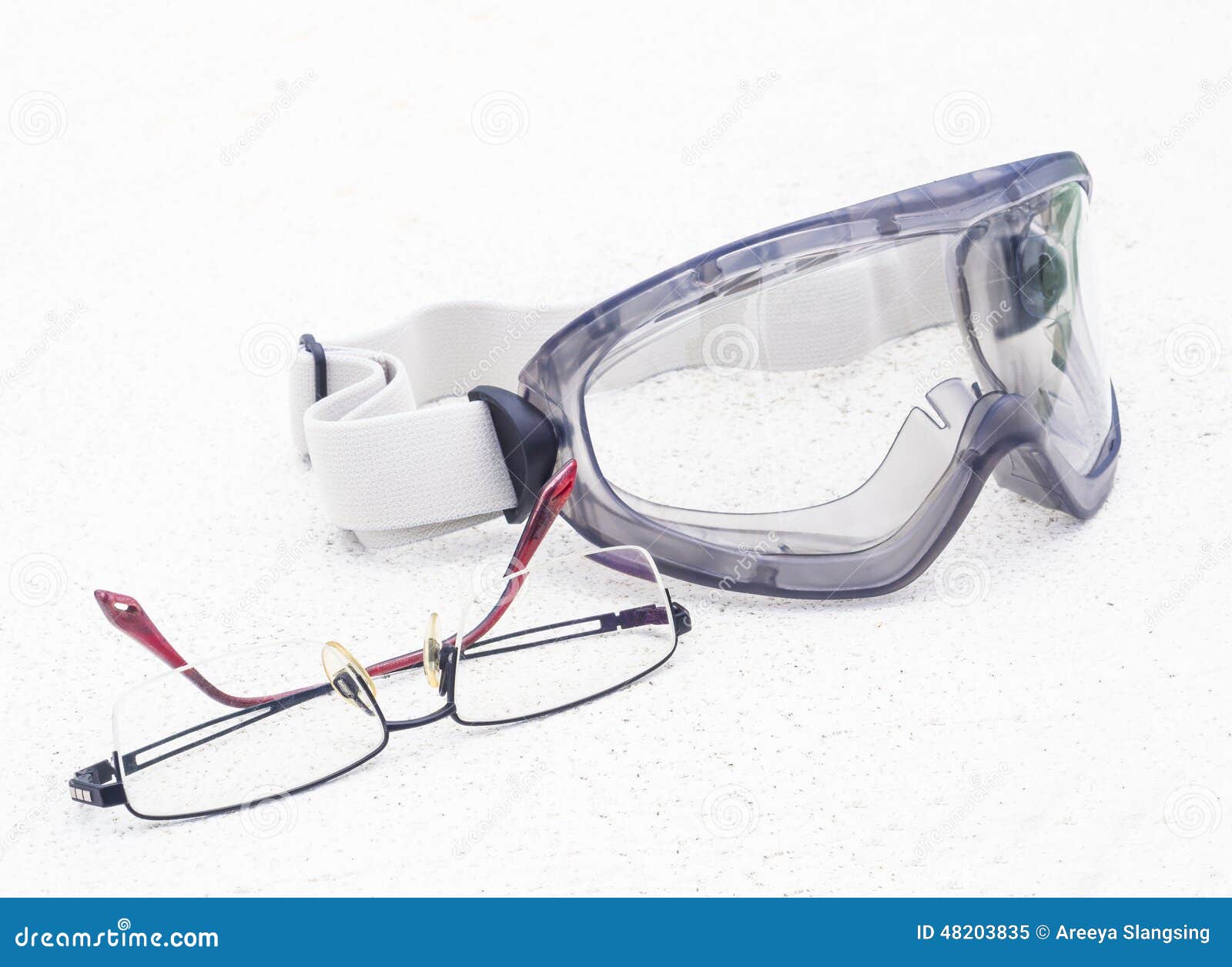 Glasses and Goggle on Floor Stock Image - Image of protect, safety ...