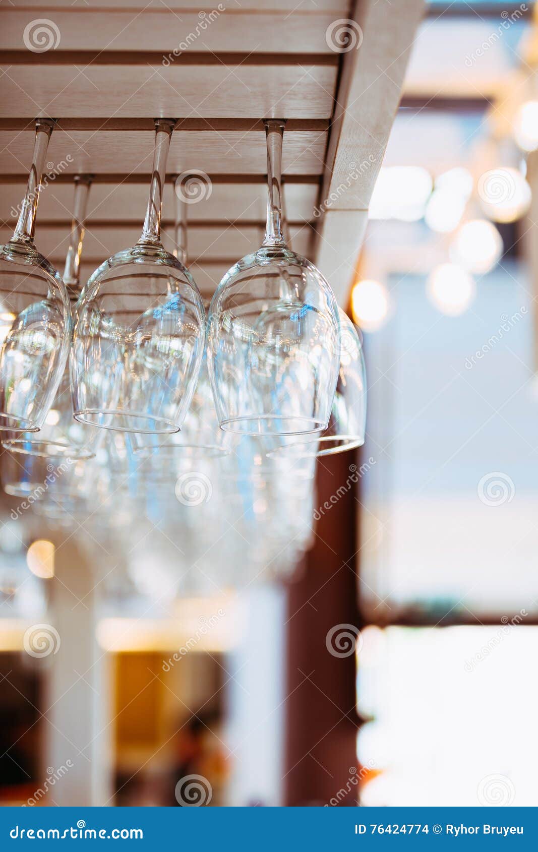 Glasses Hanging Over Bar Rack. Stock Photo - Image of cocktail, hang ...