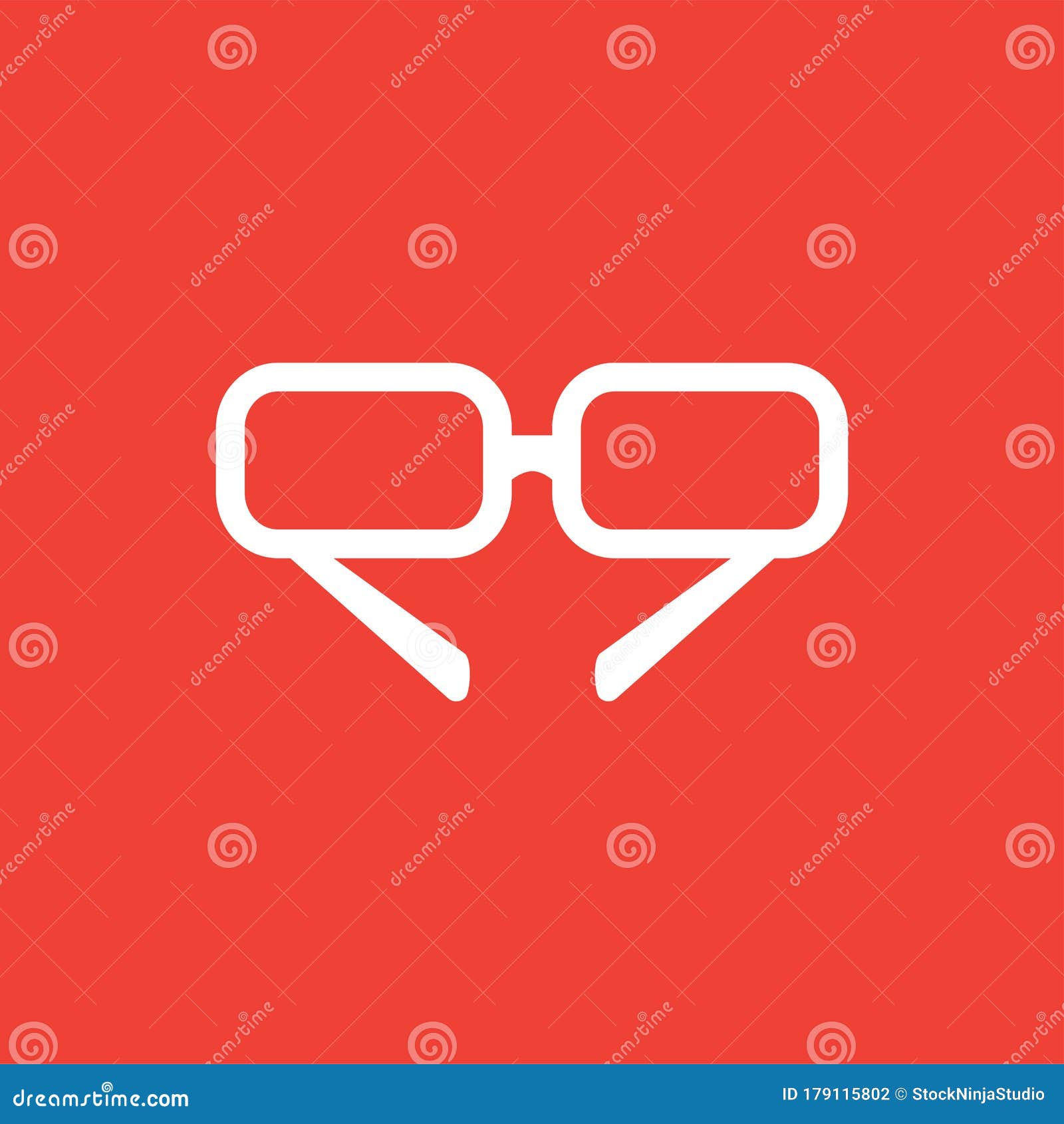 Glasses Icon on Red Background. Red Flat Style Vector Illustration ...