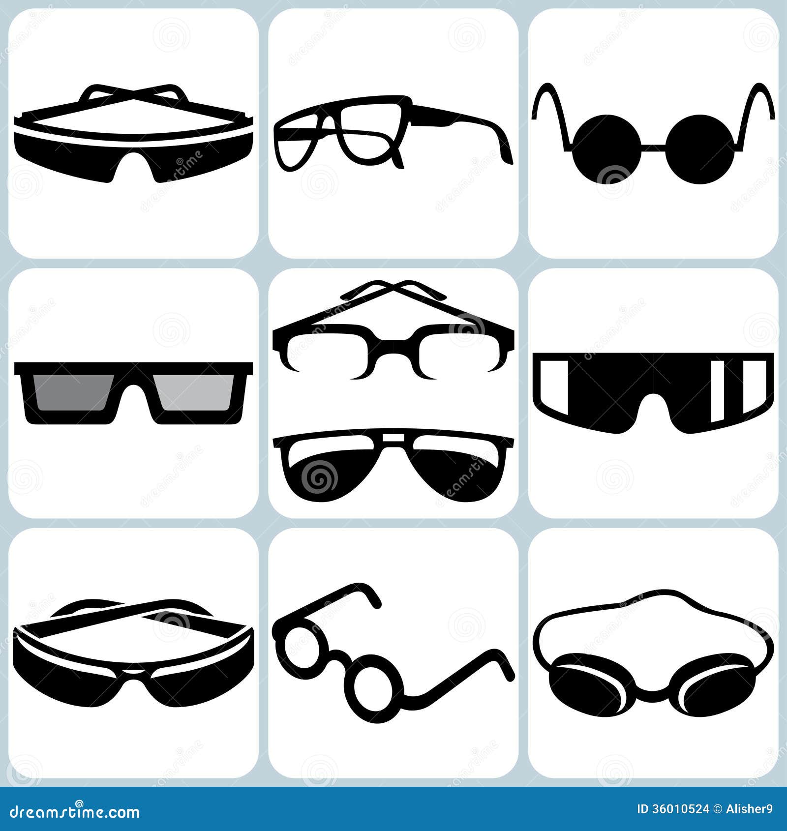 Glasses Icon Set stock vector. Illustration of fashionable - 36010524
