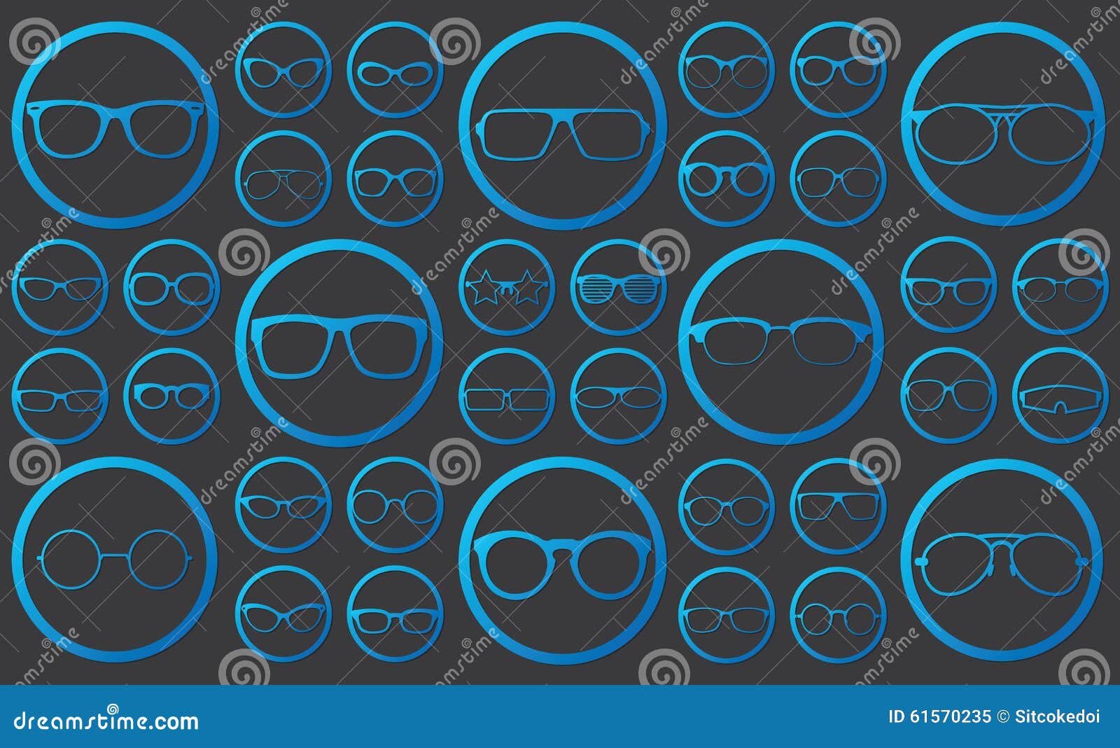 Glasses icons in circle stock vector. Illustration of circle - 61570235