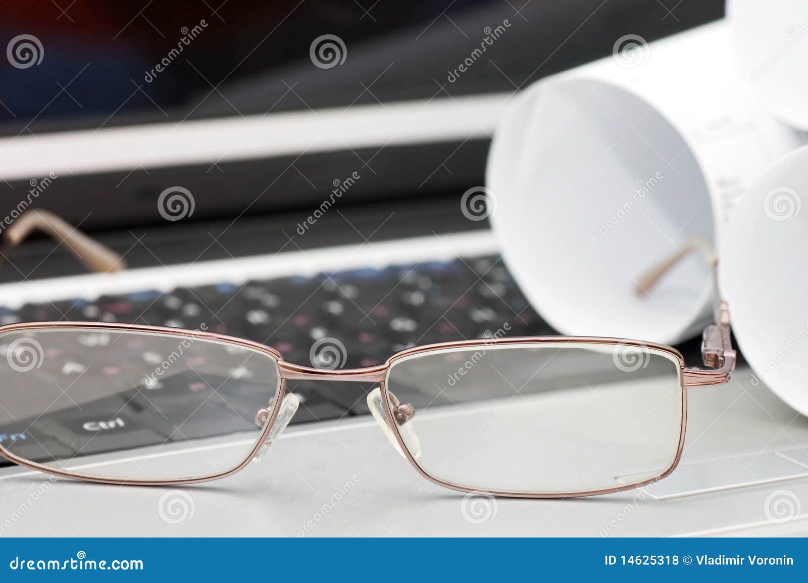 Glasses on the laptop stock photo. Image of industry - 14625318
