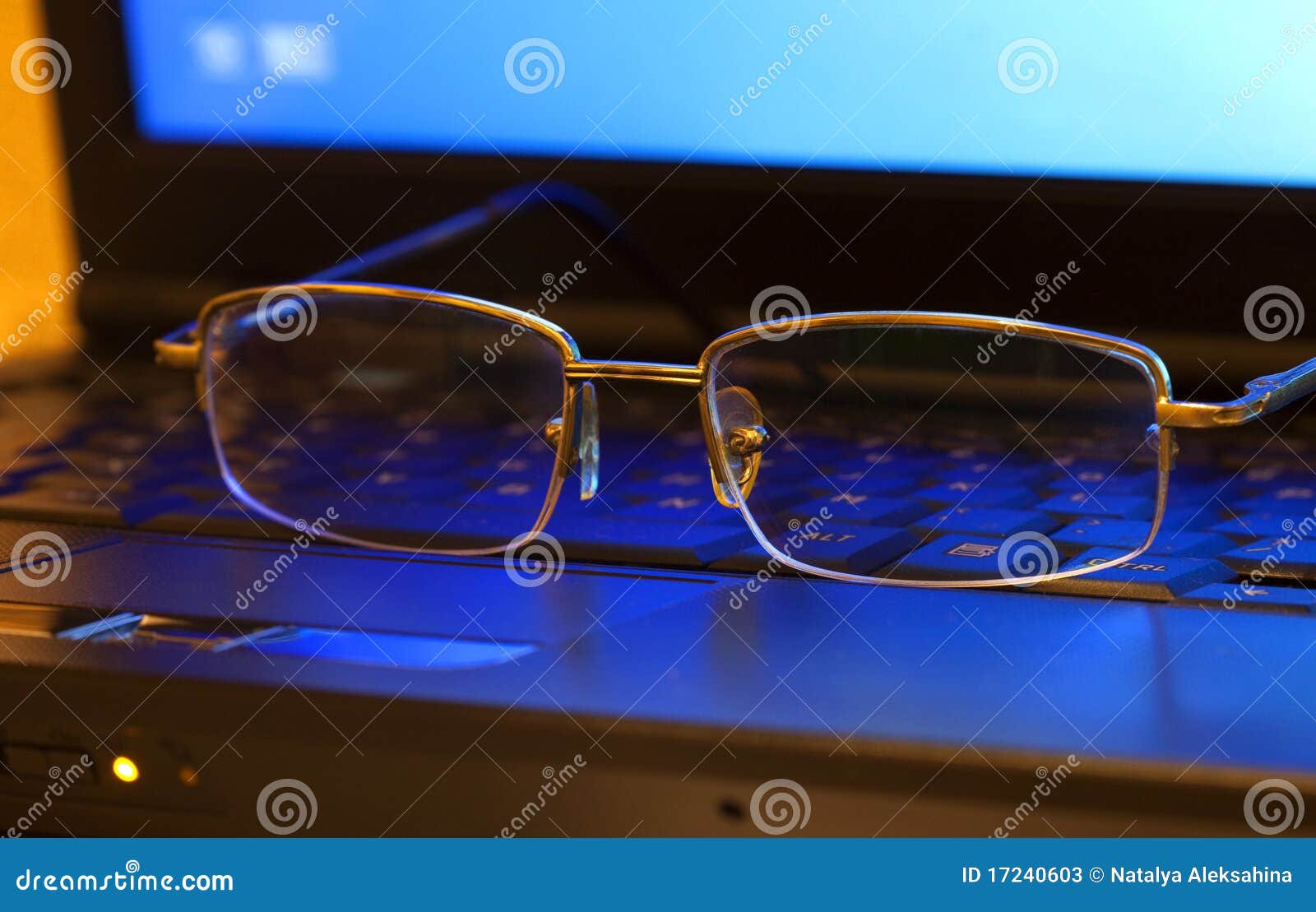Glasses and laptop stock image. Image of communication - 17240603