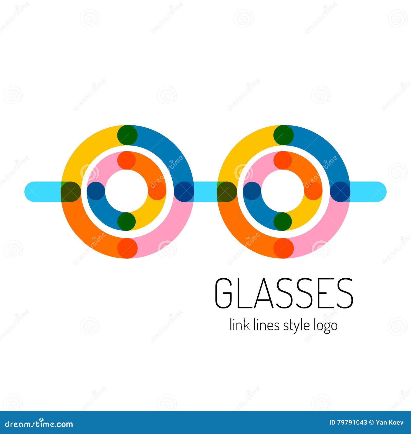 Glasses Logo Template. Round and Straight Lines. Stock Vector ...