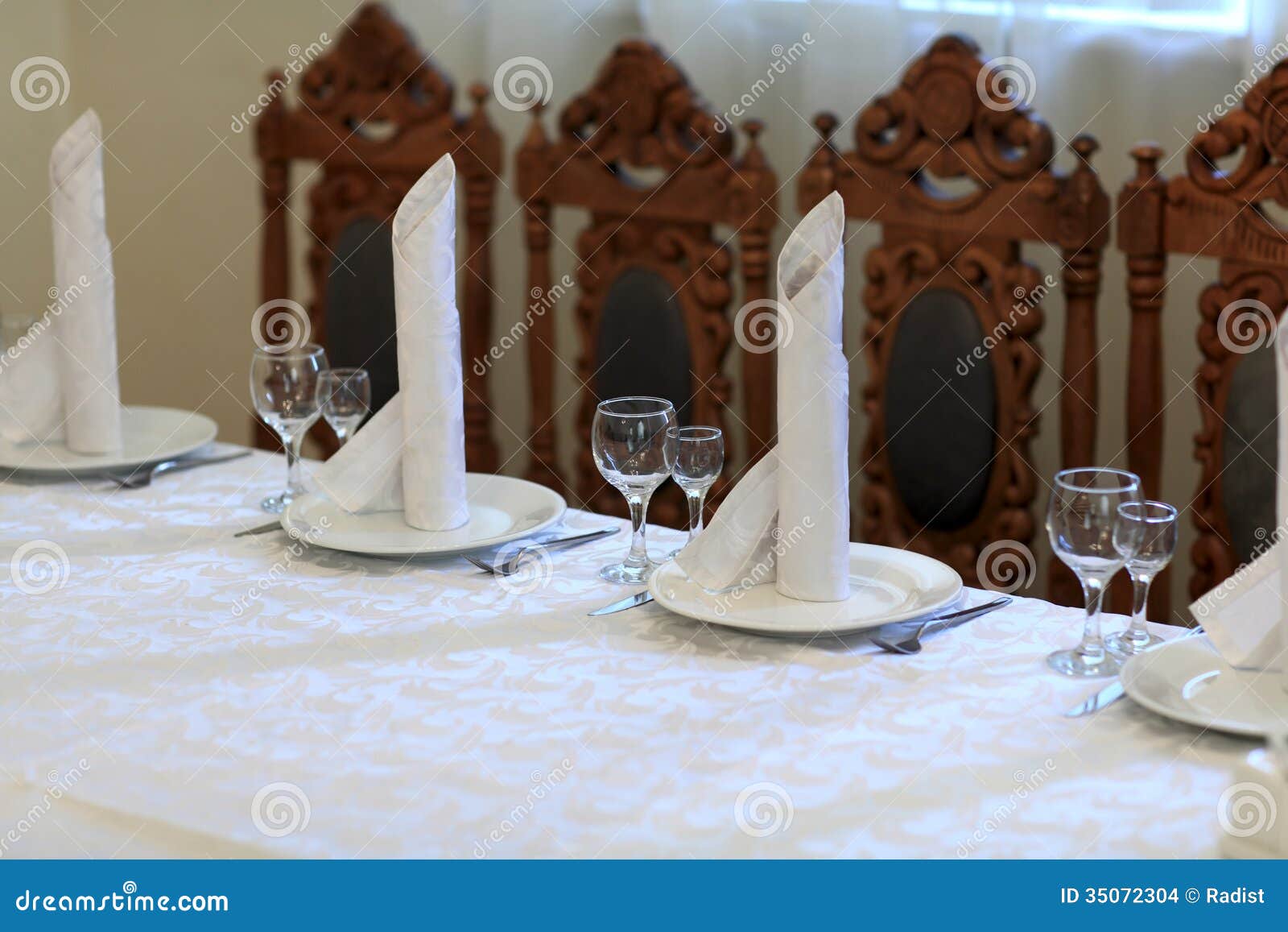 Glasses and Napkins on Table Stock Photo - Image of food, decoration ...
