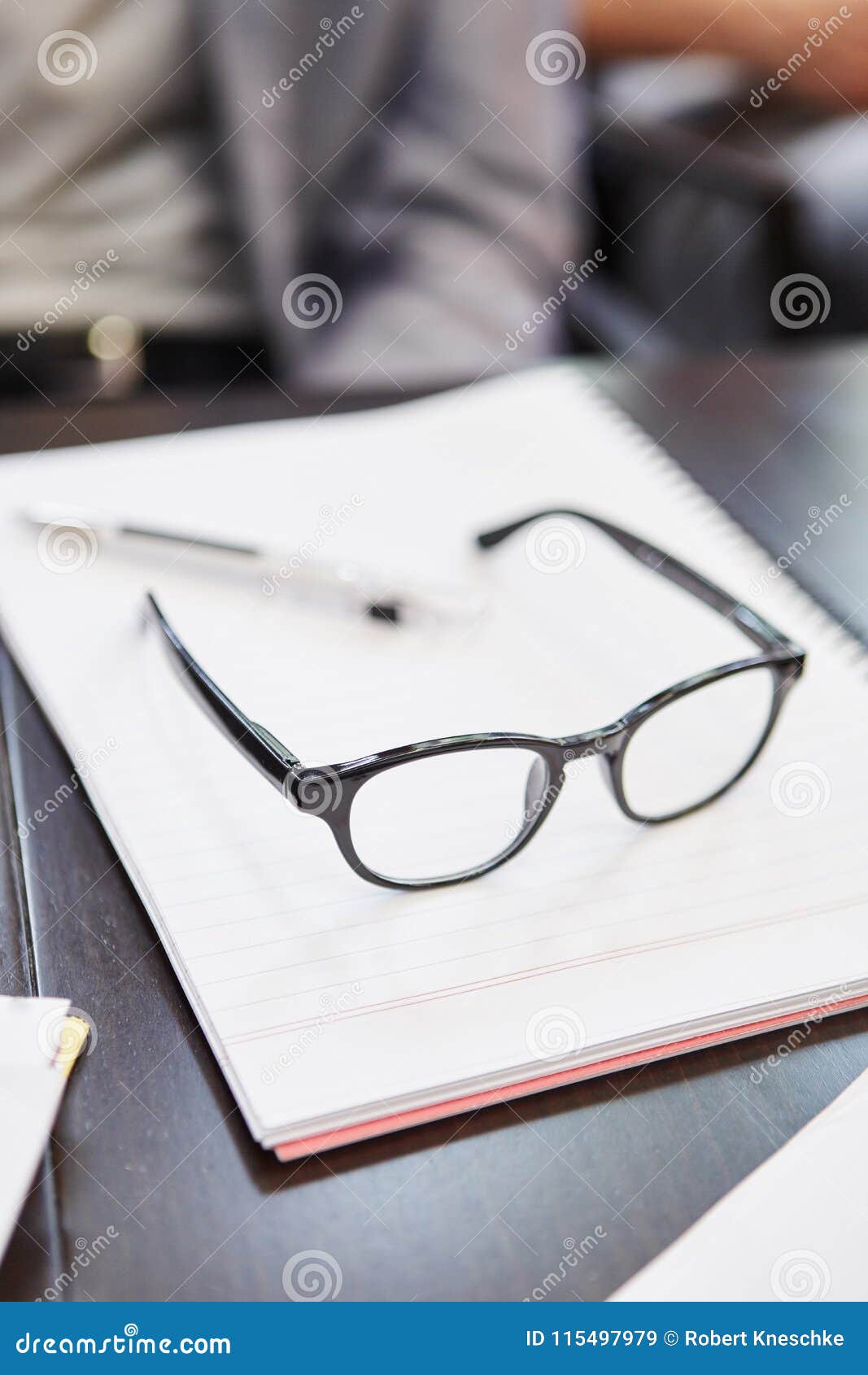 Glasses on a note pad stock image. Image of optical - 115497979