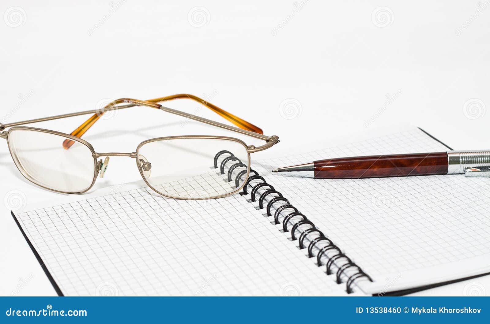 Glasses, Notebook and the Pen Stock Photo - Image of office, work: 13538460