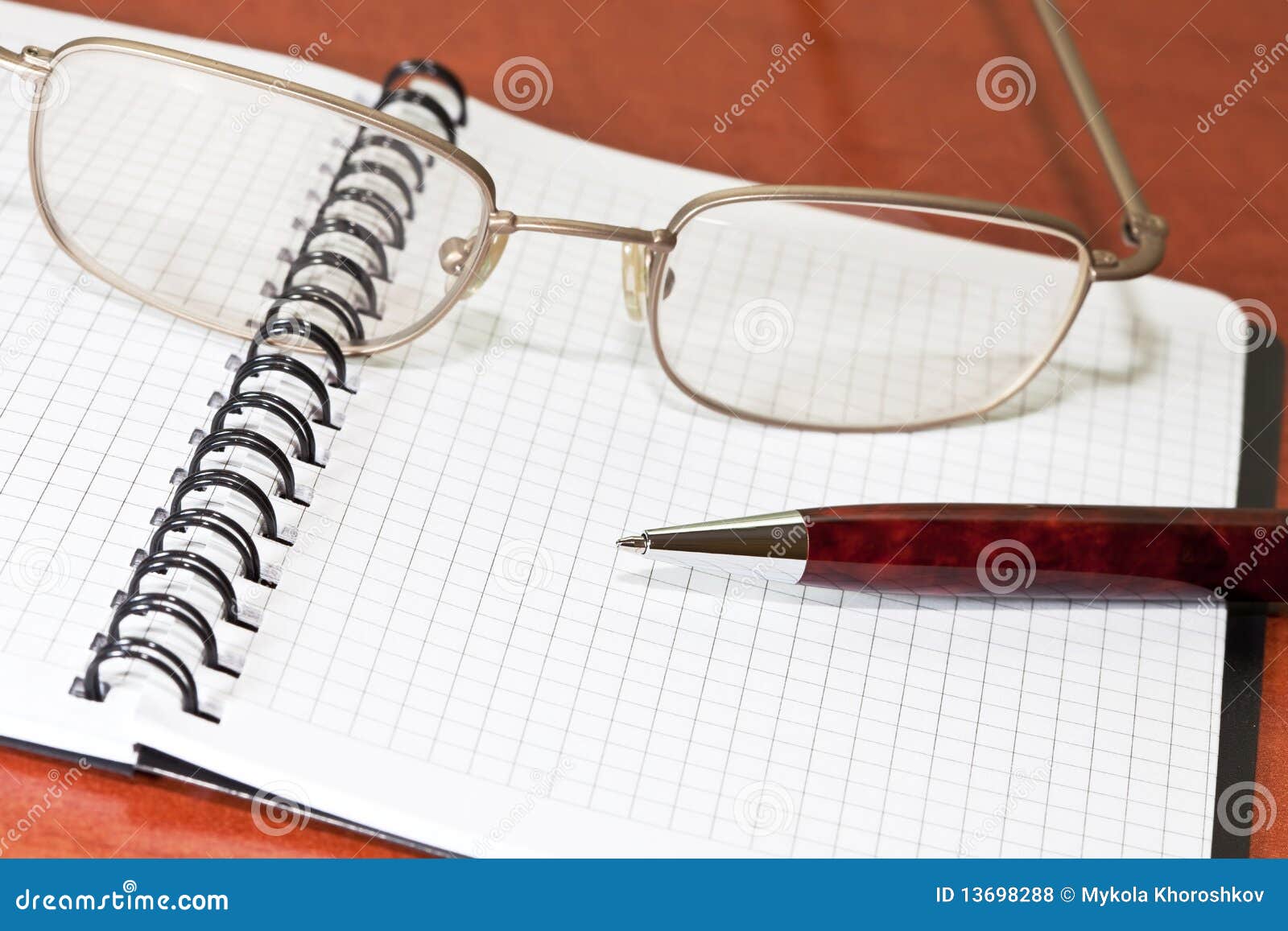 Glasses, notepad with pen stock photo. Image of lying - 13698288